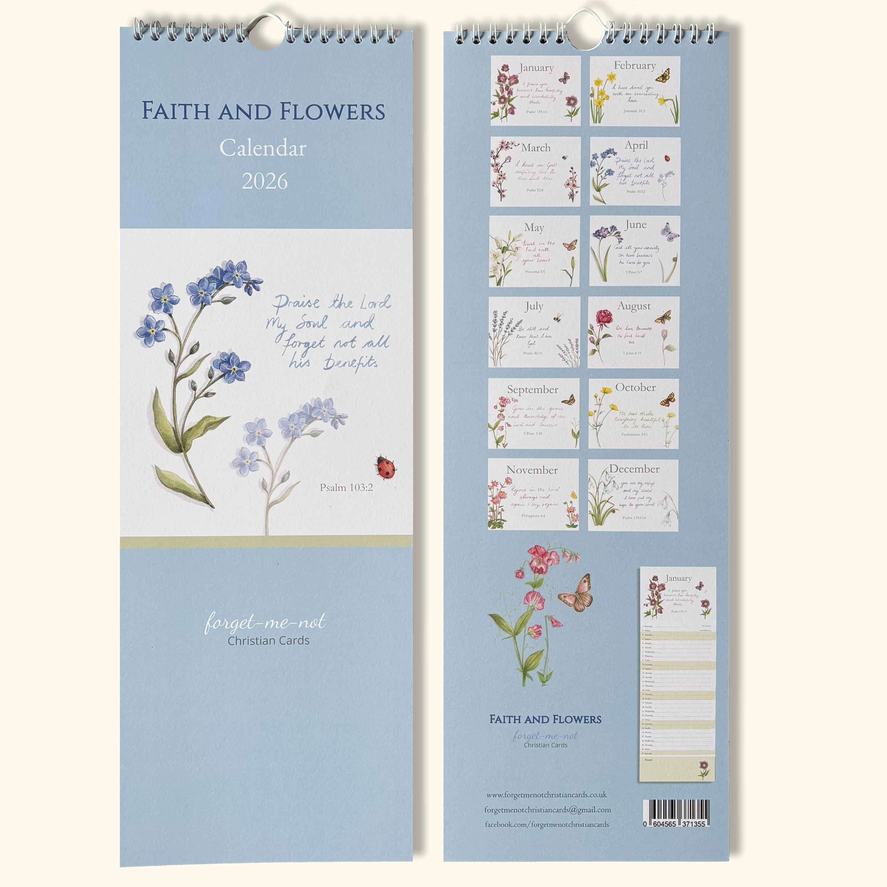 2026 Faith and Flowers Calendar – Forget-Me-Not Christian Cards